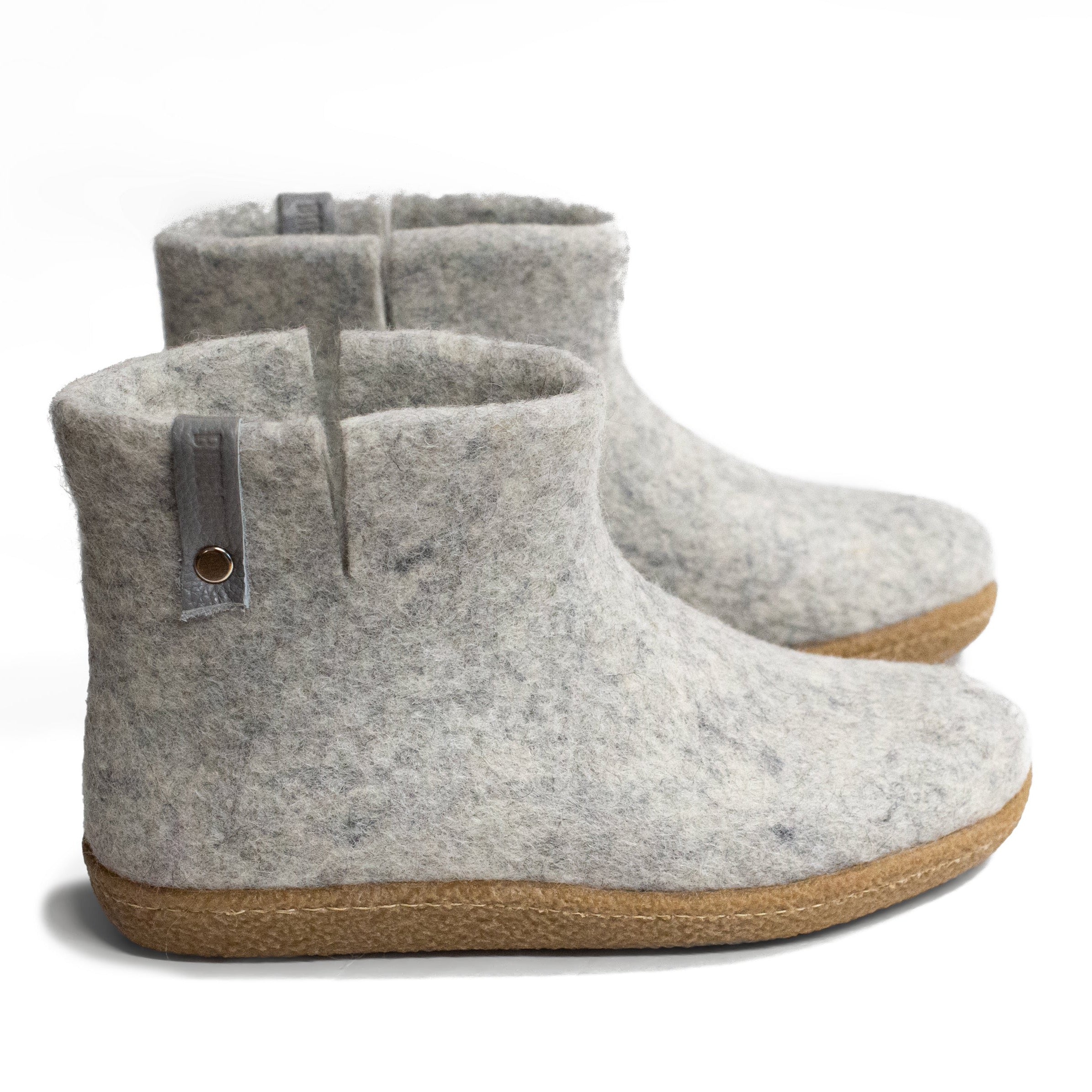 Light Gray Woolen Ankle Boots - Slippers for Women, Hand Felted by ...